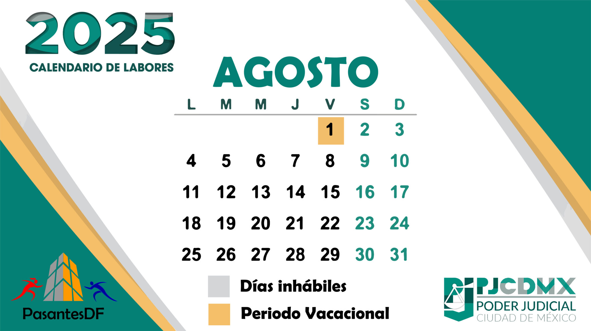 Calendario de Juzgados de la CDMX 2025: Horarios, Días Laborables y ...